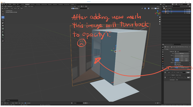 Why reference image opacity always reset to 1 anytime I add new mesh ...
