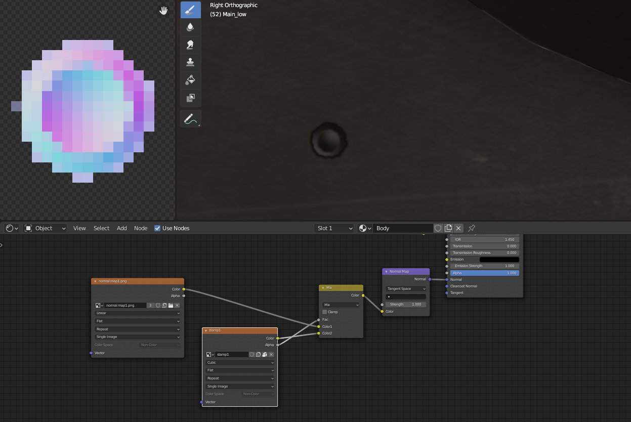 Normal map stamp pixelation - CG Cookie