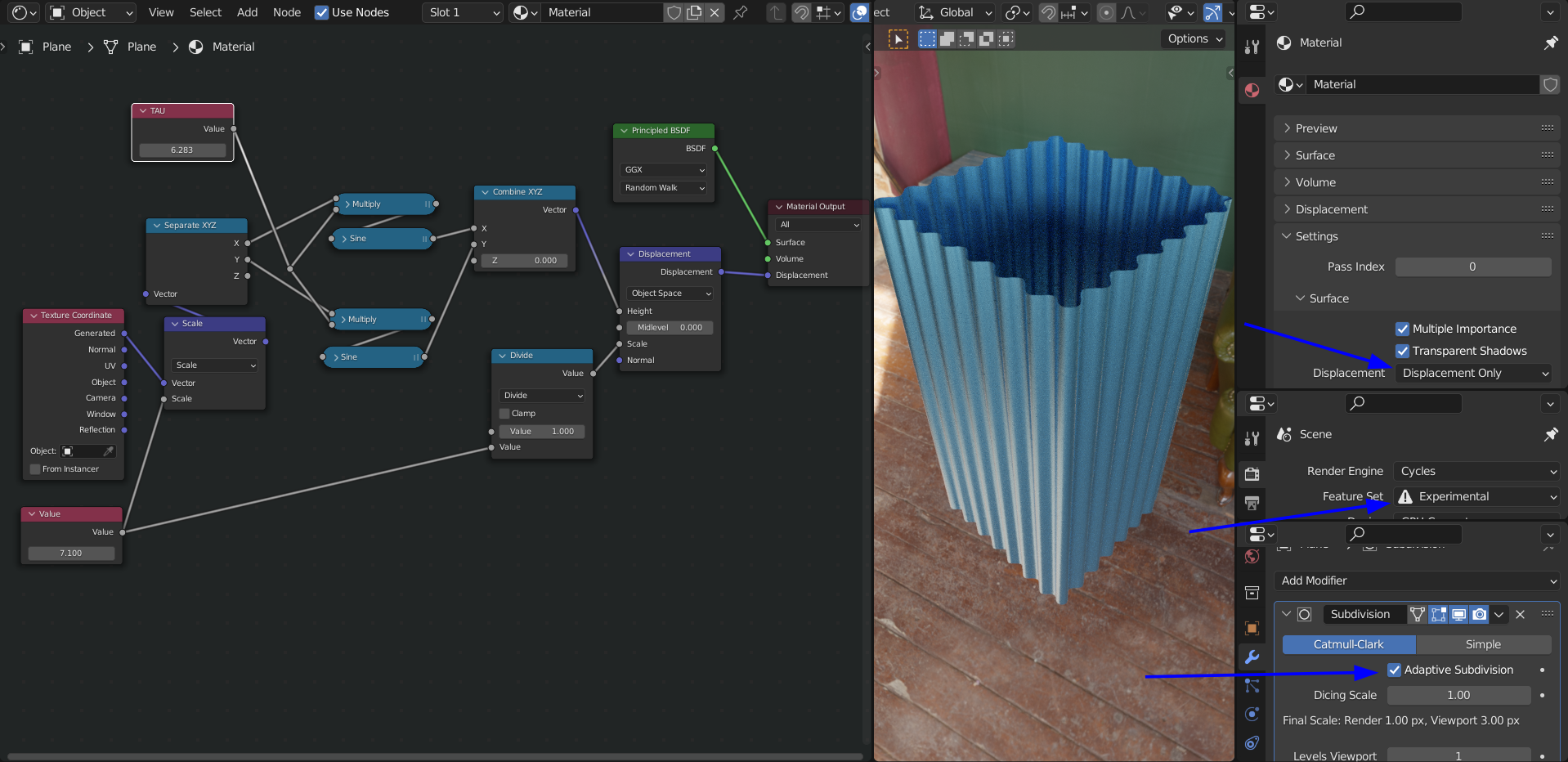 making a flat face become a sine wave procedurally - CG Cookie