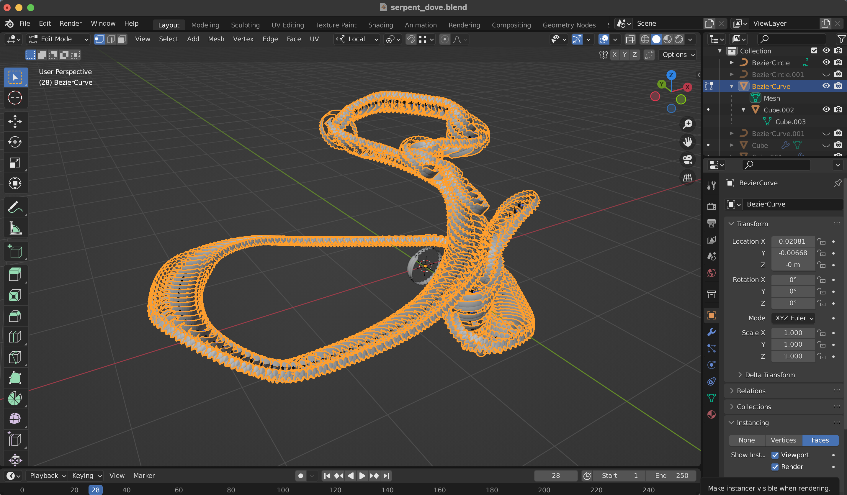 [Creating snake scale] any way to work with Array modifier with Bezier curve without stretching ...