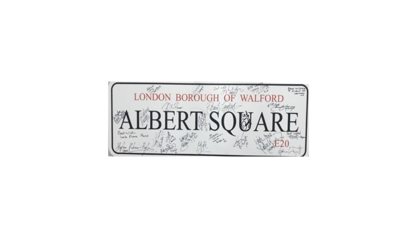 Eastenders 'Albert Square' Sign Signed by the Cast - CharityStars