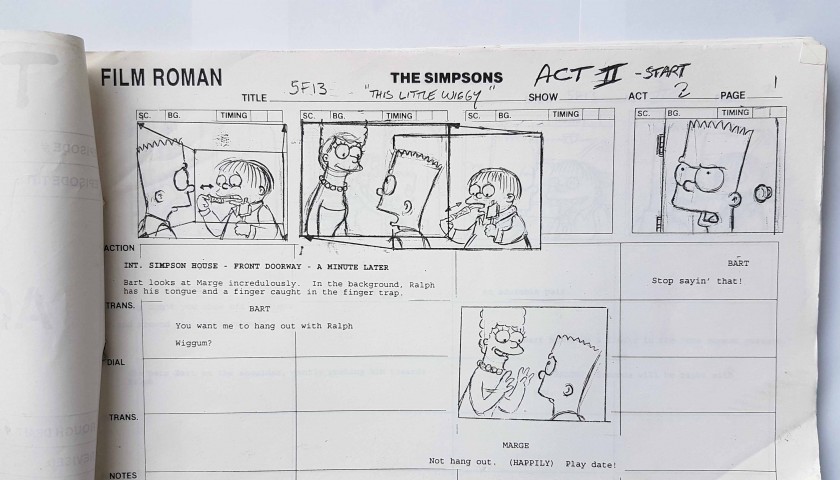 Original Storyboard Simpsons: 5f13 act II - CharityStars
