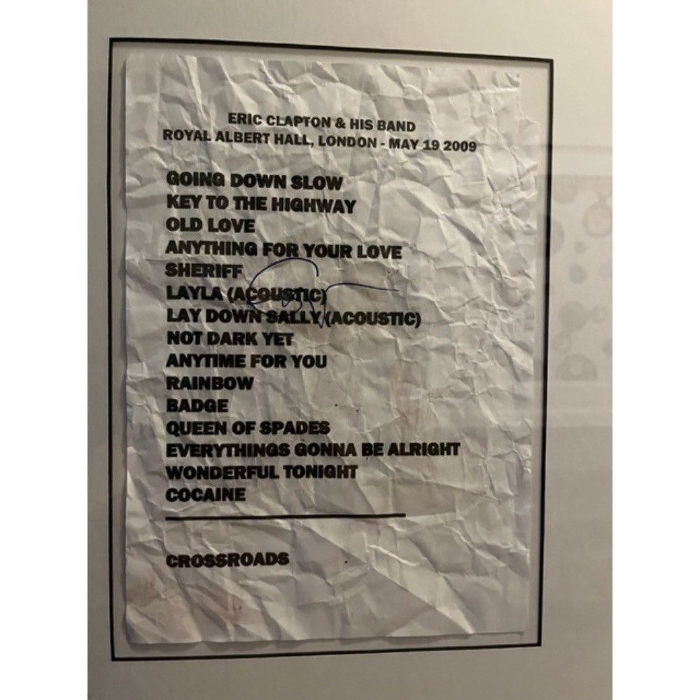 Eric Clapton Signed and Framed Setlist - CharityStars