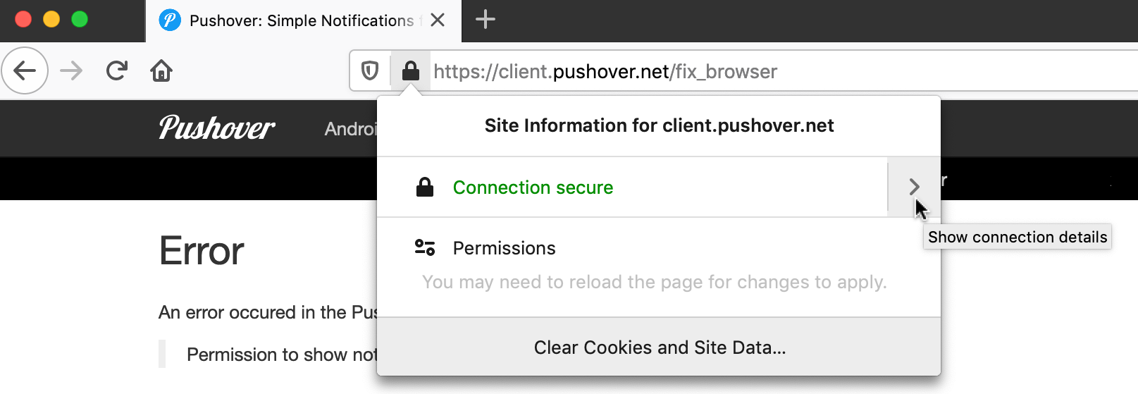 Fixing browser notification permissions | Pushover Support