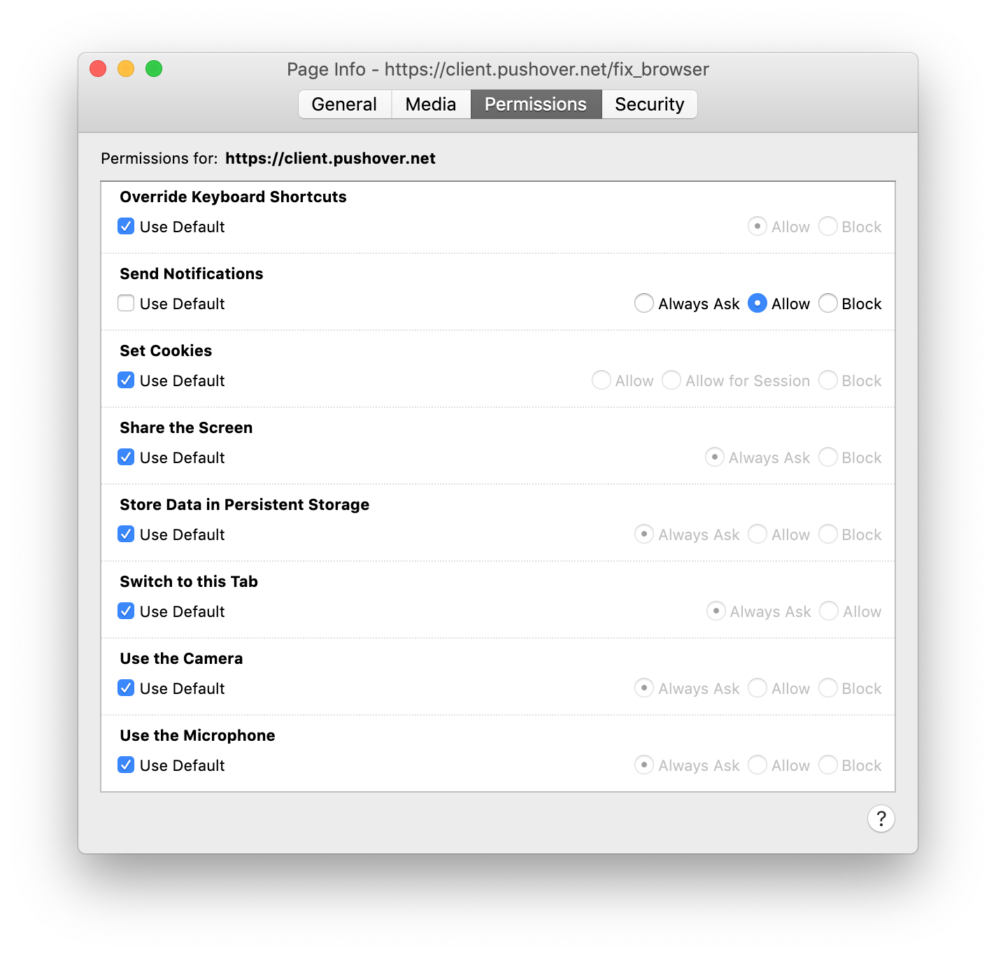 Fixing browser notification permissions | Pushover Support