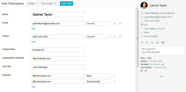 Editing user profile details | Helprace Support