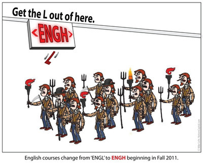 English | News: Get the L out of here.