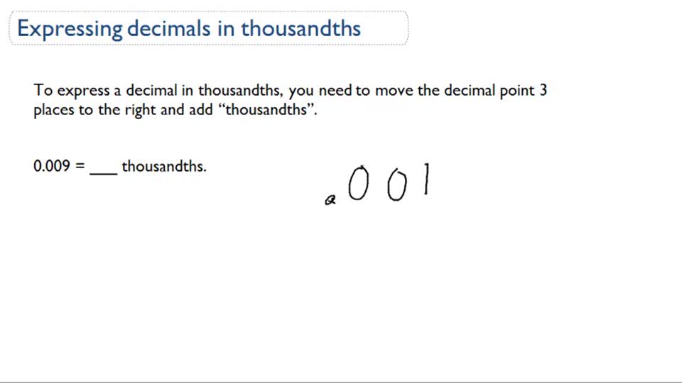 Expressing Decimals in Thousandths ( Video ) | Arithmetic | CK-12 ...