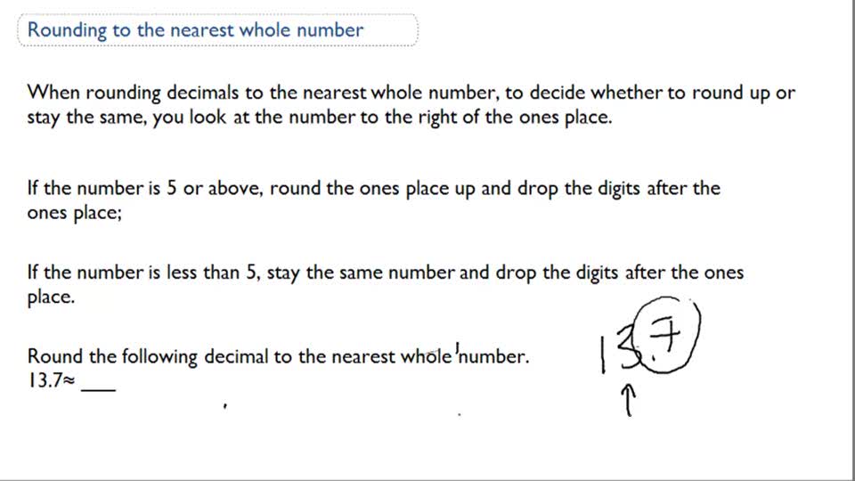 Rounding to the Nearest Whole Number ( Video ) | Arithmetic | CK-12 ...