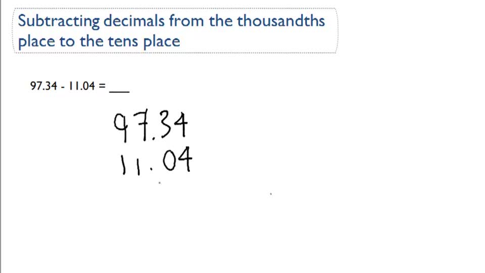 Decimals Subtraction - Example 1 ( Video ) | Arithmetic | CK-12 Foundation