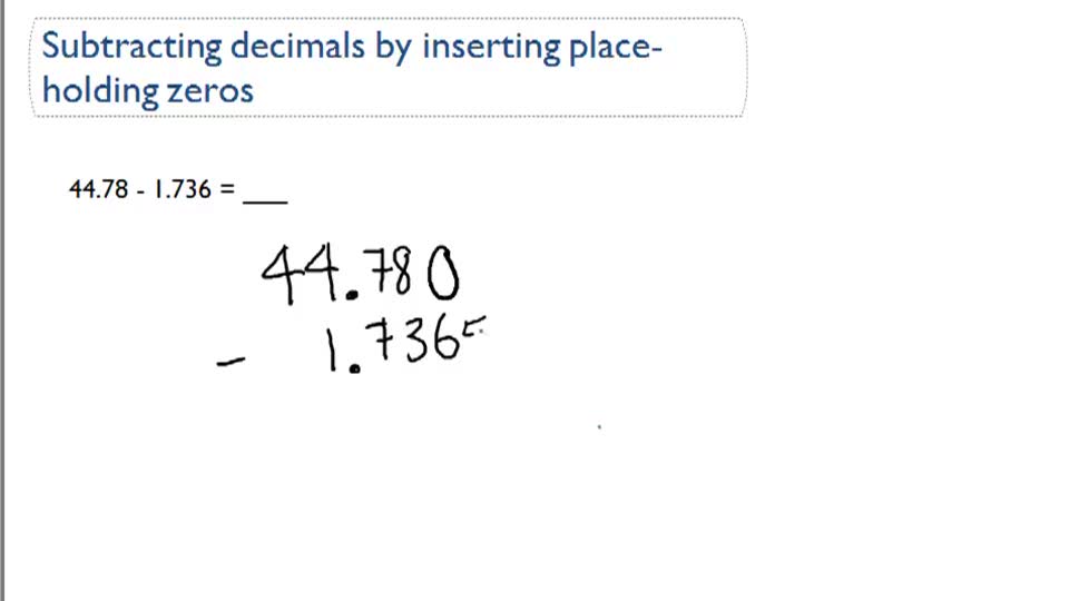 Decimals Subtraction - Example 2 ( Video ) | Arithmetic | CK-12 Foundation