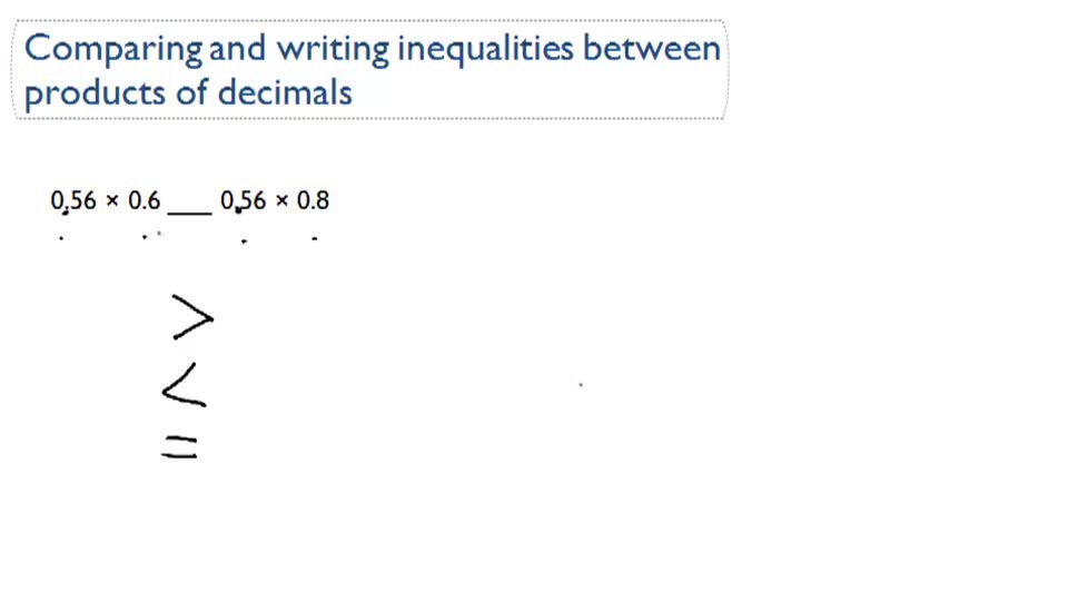 Comparing and Writing Inequalities Between Products of Decimals ( Video ...