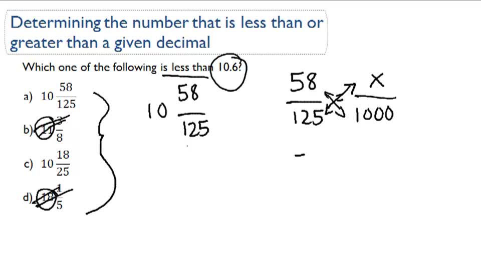 Determining Less Than or Greater Than Values of a Decimal ( Video ...
