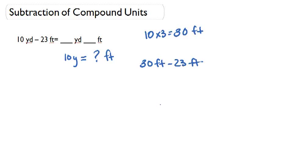 Subtraction of Compound Units of Length (English Units) ( Video ...