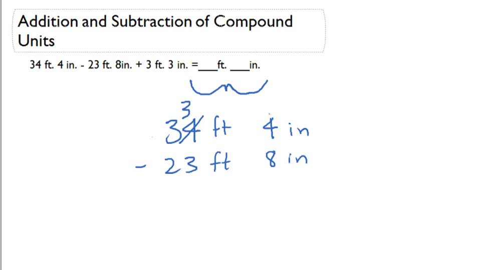 Addition and Subtraction of Compound Units of Length (English Units ...