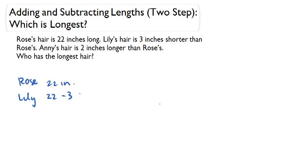 Adding and Subtracting Lengths in Two Steps to Determine the Longest ...