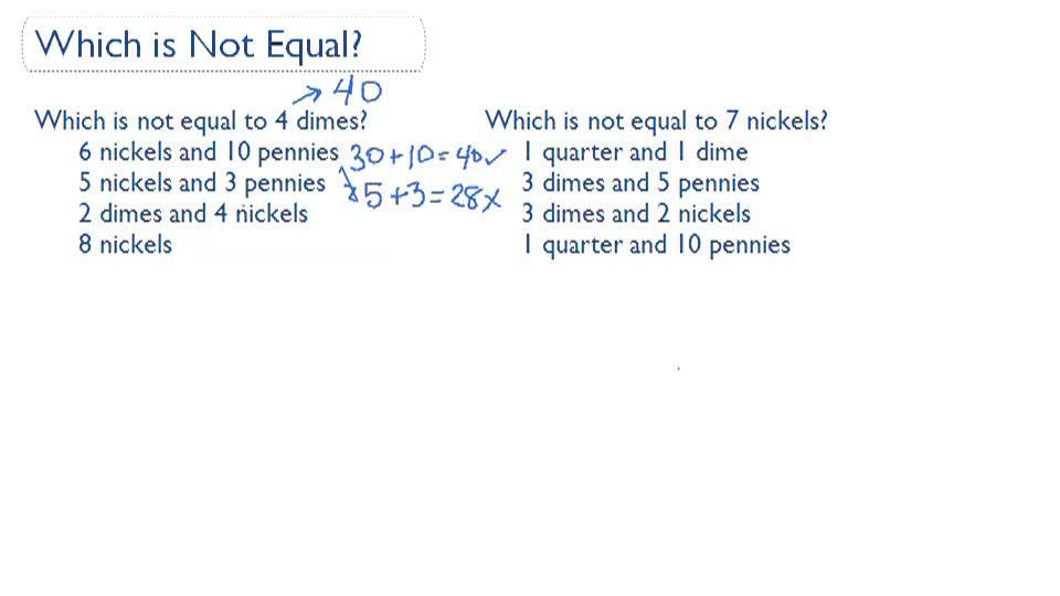 Which Amount is not Equal to a Given Amount of Money? ( Video ...