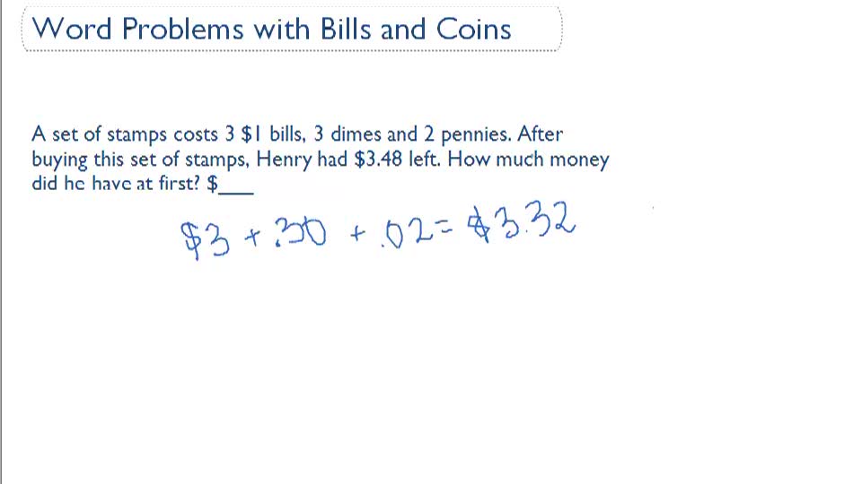 Bills and Coins - Word Problems ( Video ) | Measurement | CK-12 Foundation