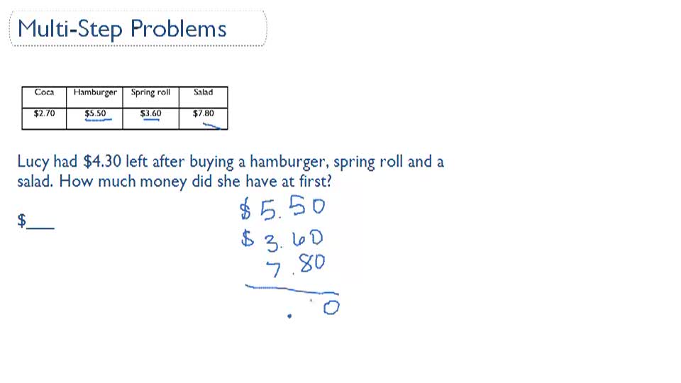 Multi-step Money Problems ( Video ) | Measurement | CK-12 Foundation