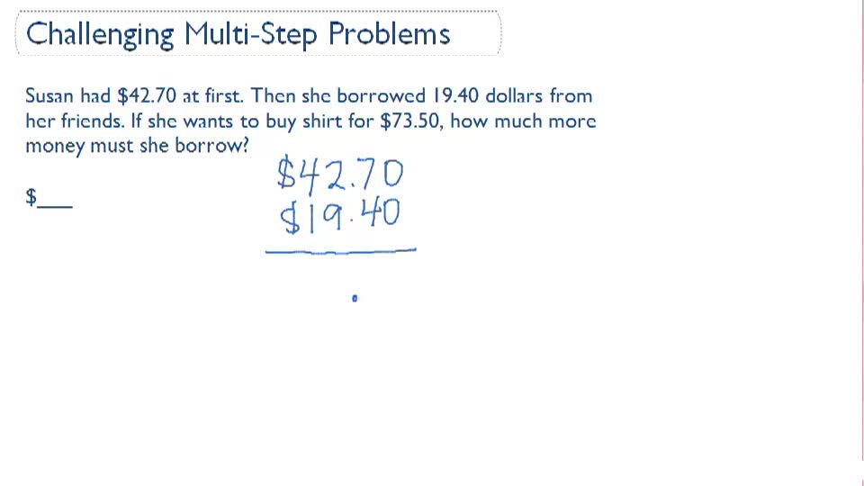 Challenging Multi-step Money Problems ( Video ) | Measurement | CK-12 ...
