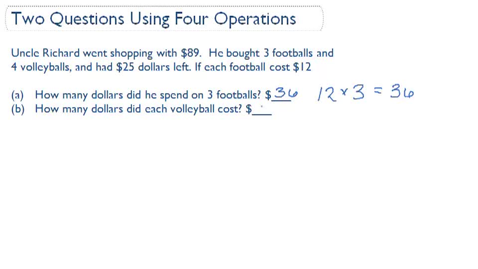 Using the Four Operations With Money - Word Problems ( Video ...