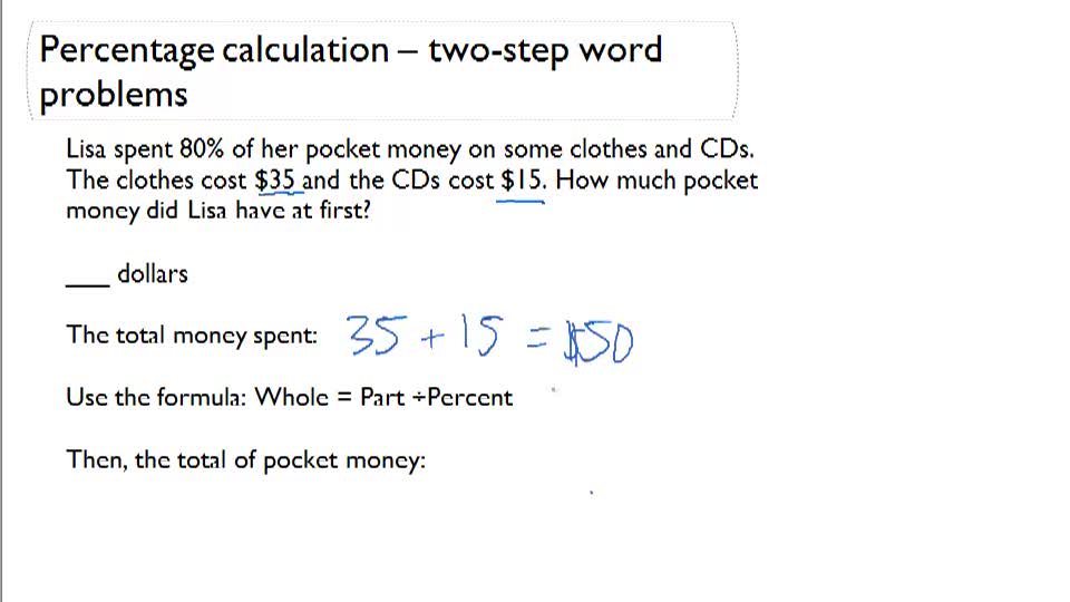Find the Whole Given the Percents and Parts - Example 7 ( Video ...