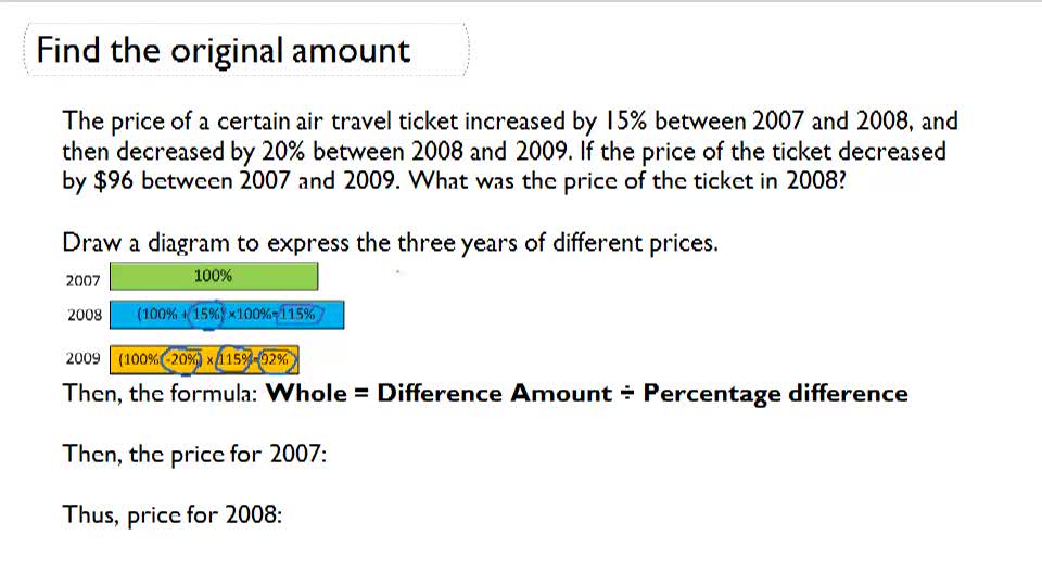Percent Challenge Problems - Level Three - Example 7 ( Video ...