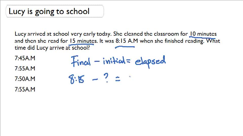 Solving Multi-step Word Problems for Beginning Time in 5-minute ...