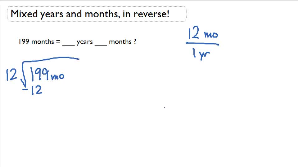 Converting Months into Mixed Years and Months ( Video ) | Measurement ...