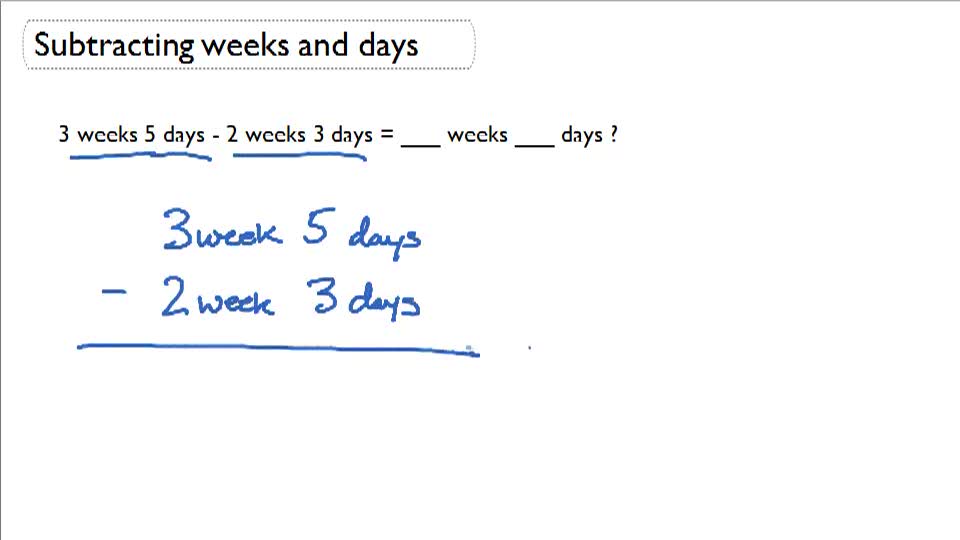Subtracting Compound Units in Weeks and Days ( Video ) | Measurement ...