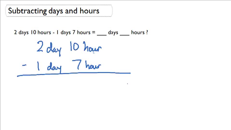 Subtracting Compound Units in Days and Hours ( Video ) | Measurement ...