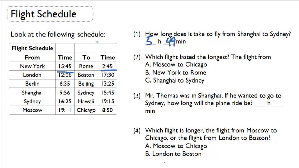 Transportation Schedules 2 ( Video ) | Measurement | CK-12 Foundation