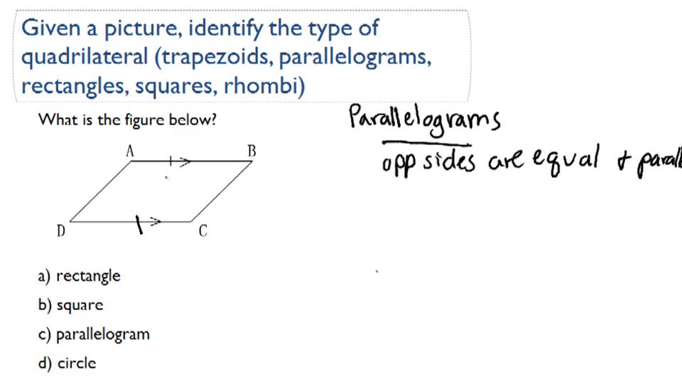 Visually Identifying Quadrilaterals (Trapezoids, Parallelograms ...