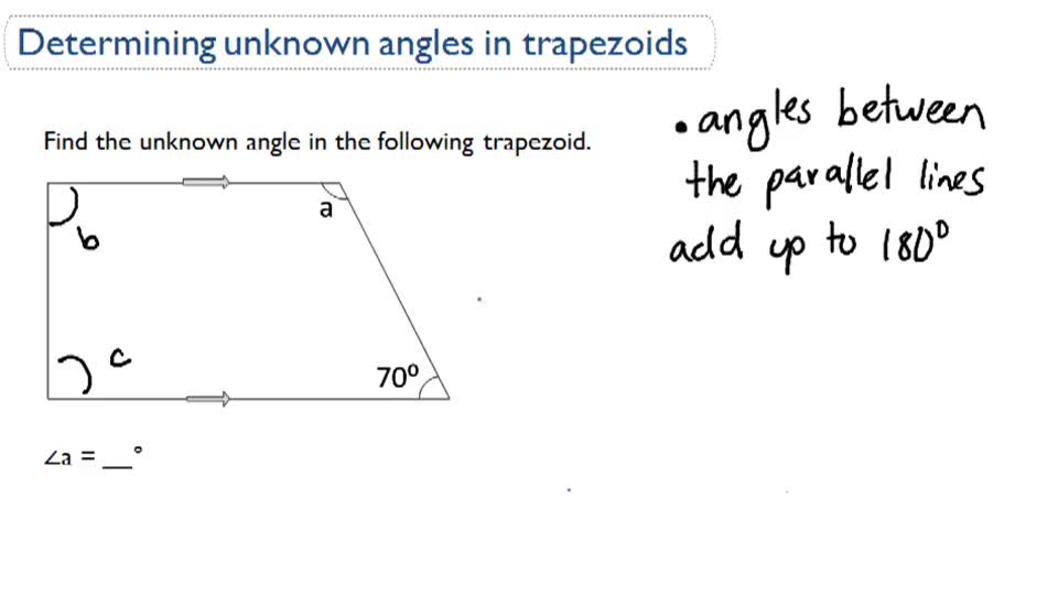 Determining Unknown Angles in Trapezoids ( Video ) | Geometry | CK-12 ...