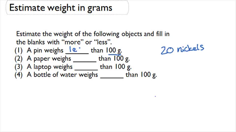 Estimate the Weight of Each Item in kg and g - Example 3 ( Video ...
