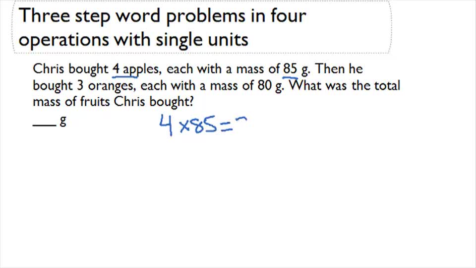 Solving Multi-step Single-unit Problems with Four Operations (Metric ...
