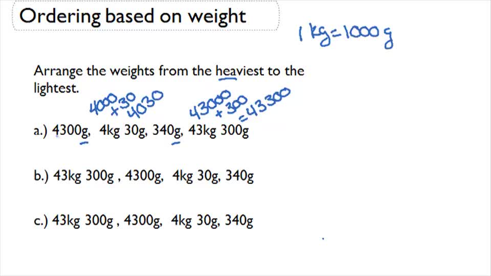 Ordering Based on Weight (Metric Units) ( Video ) | Measurement | CK-12 ...