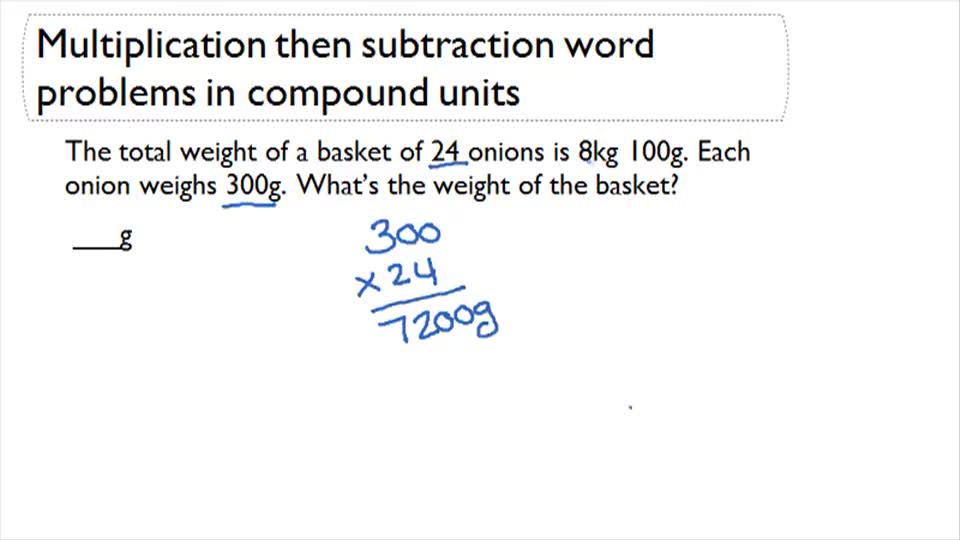 Multiplication then Subtraction of Weights with Compound Units (Metric ...