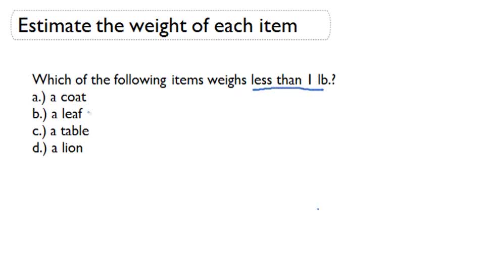 Estimate the Weights of the Objects - Example 2 ( Video ) | Measurement ...