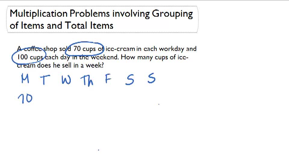 Multiplication Problems Involving Grouping of Items and Total Items ...
