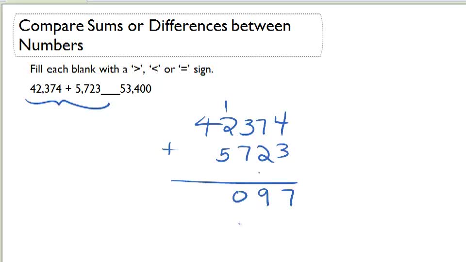 Comparing Sums or Differences Between Numbers (Numbers up to 100,000 ...