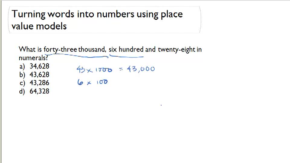 Turning Words into Numbers Using Place Value Models ( Video ...