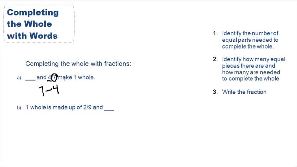 Completing the Whole - Words ( Video ) | Arithmetic | CK-12 Foundation