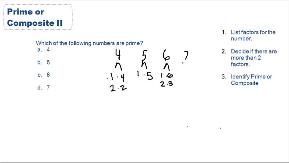Identifying Prime or Composite Numbers ( Video ) | Arithmetic | CK-12 ...