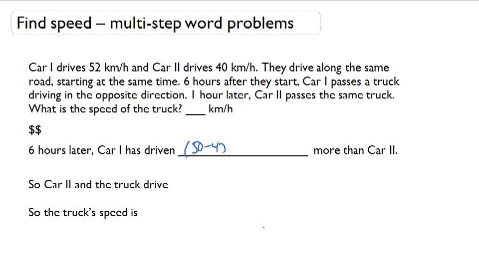 Finding Speed Using Multiple Steps Word Problems CK 12 Foundation