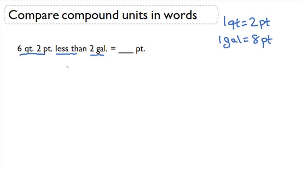 Comparing Capacities in Compound Units Using Words (English Units ...