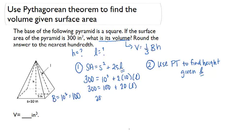 Pyramids and Pythagorean Theorem - Example 2 ( Video ) | Geometry | CK ...