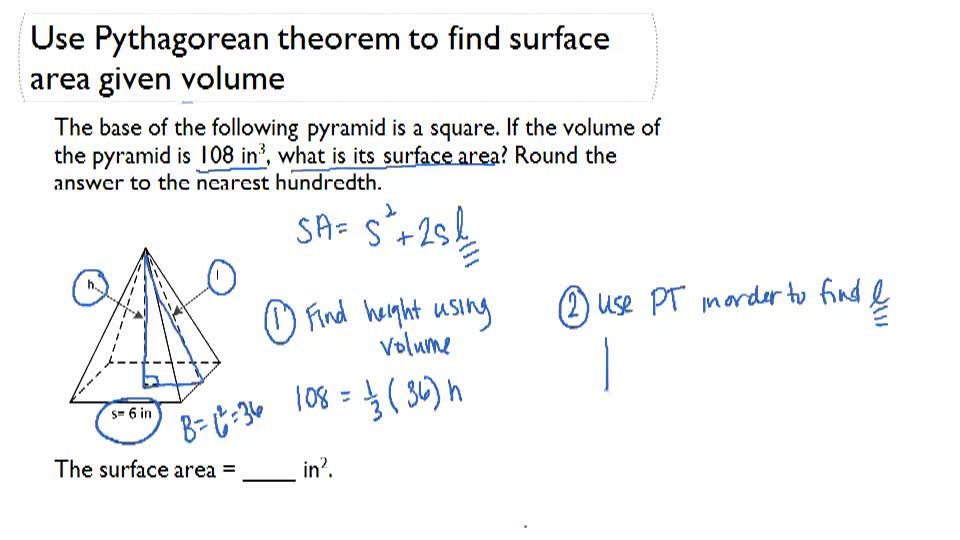 Pyramids and Pythagorean Theorem - Example 4 ( Video ) | Geometry | CK ...