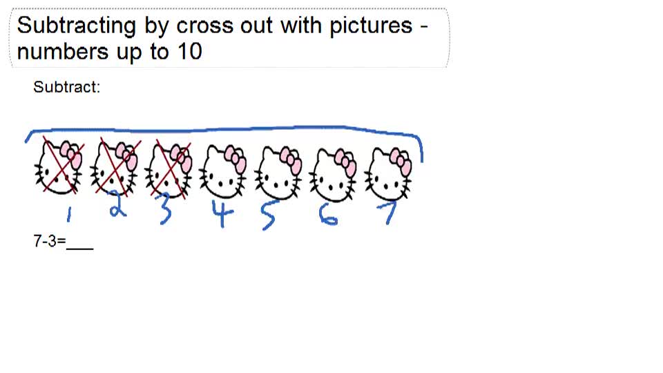 Subtracting by Crossing Out with Pictures (Numbers up to 10) ( Video ...