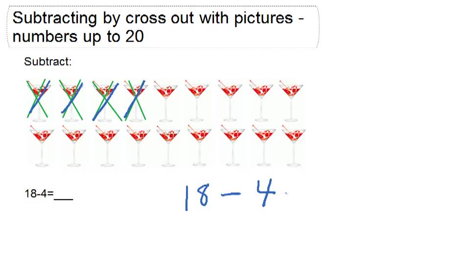 Subtracting by Crossing Out with Pictures (Numbers up to 20) ( Video ...